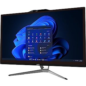 MSI PRO AP222T All-in-One Desktop: Intel Pentium Gold G7400, 4GB DDR4 2666MHz, 128GB NVMe SSD, Anti-Flicker, Less Blue Light, BT 5.0, Windows 11 Pro: 13M-068US,Black