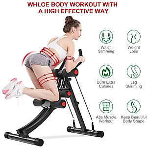 KESHWELL Ab Machine,Abs Workout Equipment for Home Gym,Whole Body Workout Waist Trainer for Women,Adjustable Abdominal Cruncher,Foldable Core Abs Exercise Machine with Resistance Bands&LCD Display