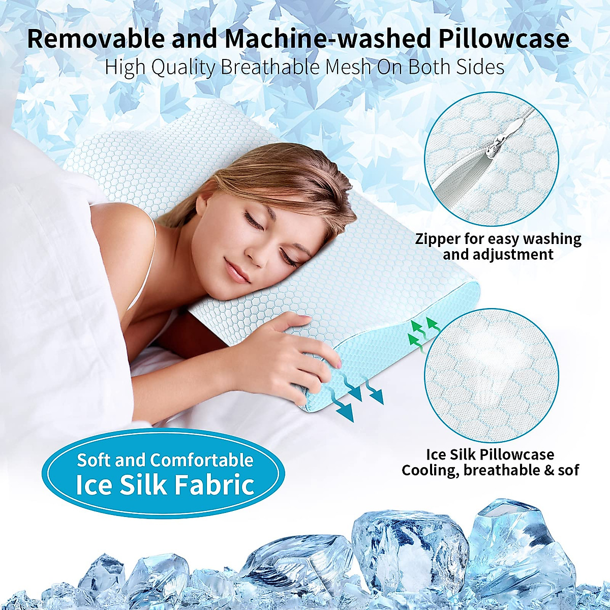 Memory Foam Pillows, Neck Pillow Queen Size Bed Pillow for Sleeping, Ergonomic Cervical Pillow Neck Support Pillow for Side Back Stomach Sleeper, Orthopedic Contour Pillow for Neck and Shoulder Pain