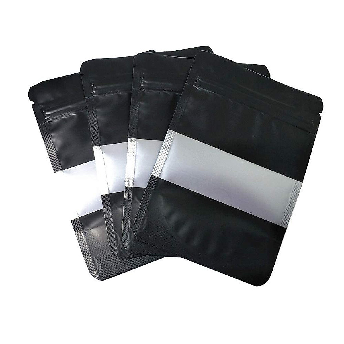 PABCK 100 Pcs 3.5x5.1 inch Matte Black Resealable Stand Up Bags with Window Heat Seal Bulk Food Storage Packaging Foil Pouches