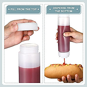 6 Pcs 16 oz Condiment Squeeze Bottles Inverted Plastic Squeeze Bottle for Sauces Refillable Tip Large Valve Dispenser Ketchup Sour Cream Self Sealing Syrup Dispenser for Restaurants Catering Kitchen