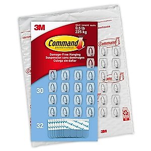 Command Mini Wall Hooks, 30-Command Hooks, 32-Command Strips, Damage-Free Hanging of Halloween Decor, Clear