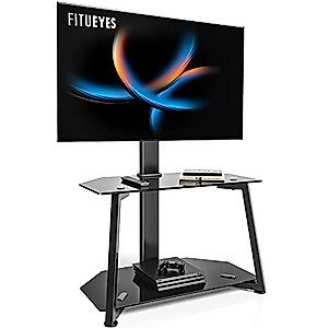 Floor TV Stand with Storage for 23-55 Inch TVs Universal Corner TV Stand for Media-Height Adjustable Glass Entertainment Center with Mount TV Stands Cable Management,VESA 400x400mm