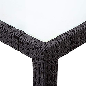 ERYE 7 Pieces PE Wicker Rattan Dining Sets Include Tempered Frosted Glass Table,6 Armchairs and Cushions, All-Weather Outdoor & Patio Conversation Dinner Furniture for Garden Backyard,Black +Beige