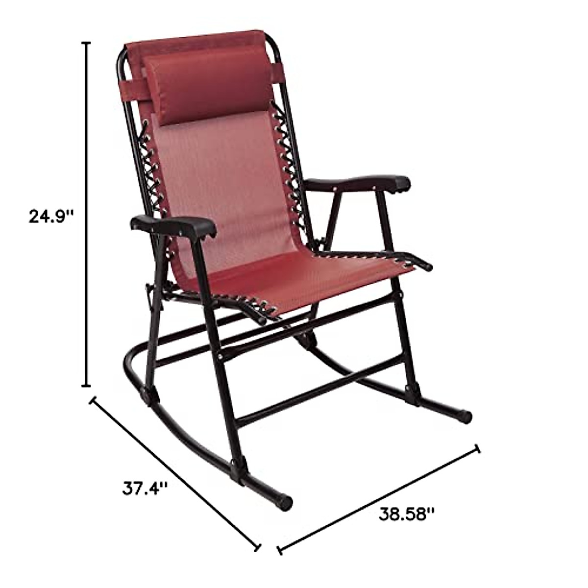 Amazon Basics Outdoor Textilene Zero Gravity Folding Lounge Rocker with Pillow, Red