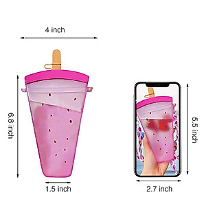 Alimtois Cute Water Bottles Kawaii for Girls, Water Bottle with Strap and Strap for Children Leakproof Plastic Drink Water Bottles, BPA Free
