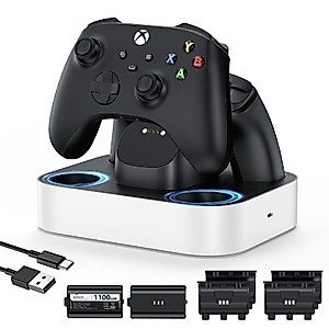 NEWDERY Controller Charger Station for Xbox, 2x1100mAh Rechargeable Battery Packs for Xbox One/Series X|S Controller, Fast Charging Dock with 4 Battery Covers