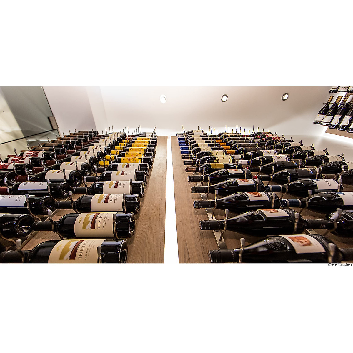 VintageView W Series (6 Ft) - 18 Bottle Wall Mounted Wine Bottle Rack Kit (Satin Black) Stylish Modern Wine Storage with Label Forward Design