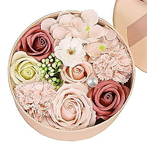 Luxury Beautiful Flora Scented Roses/Carnation Flower Bath Soap with Stem, Flower Soap in Gift Box, Gift for Birthday/Valentine's Day/Mother's Day (Pink)