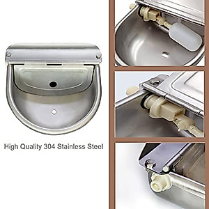 Automatic Water Bowl,Pet Water Dispenser with Float Valve,Stainless Steel Bucket no Splash Dog Drinking Dish, Water Trough with Discrete 3/4 to 1/2" Adapter (with Drainage Hole)
