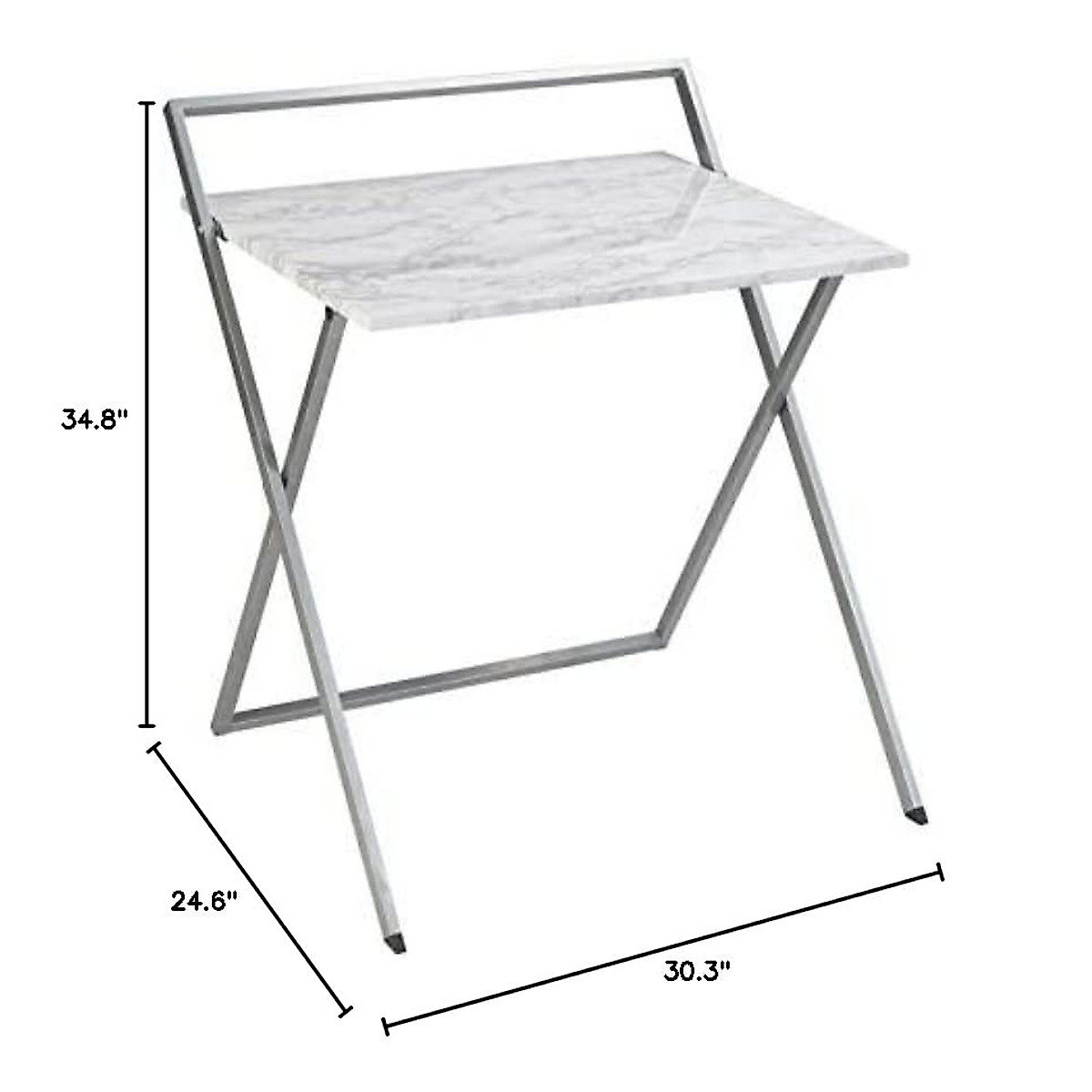 Urban Shop Compact Folding Desk, White Marble