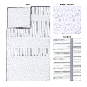 Trend Lab Sidney 3 Piece Crib Bedding Set, Can Be Used As A Blanket Or A Playmat for Tummy Time, Includes Quilt, Fitted Crib Sheet and Skirt