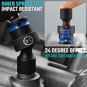 DURATECH 3/8" Drive Impact Universal Joint Socket Set, Swivel Socket Set, 16-Piece, Metric, 8-24MM, Cr-Mo Steel, Organized in EVA Foam Organizer