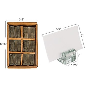 Creative Co-Op Glass Cube Place Card/Photo Holders with Paper Cards, Clear, Set of 6