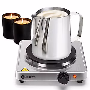 Aigostar Hot Plate for Candle Making, Portable Electric Stove Melting Chocolate, Hot Plates for Soap Making, Cooking Keeps Moka Pot and Food Warm, Adjustable Temperature Control, Easy to Clean