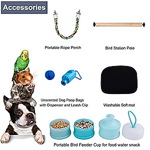 Bird Carrier Backpack Travel Cage - Lightweight Breathable Bubble Pet Bag with Portable Small Bird Feeder Cups and Parrot Toys Transparent Space Capsule Backpack for Parakeets Cockatiel