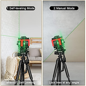 PTILOTD 3x360° 12 Lines Self Leveling Green Laser Level