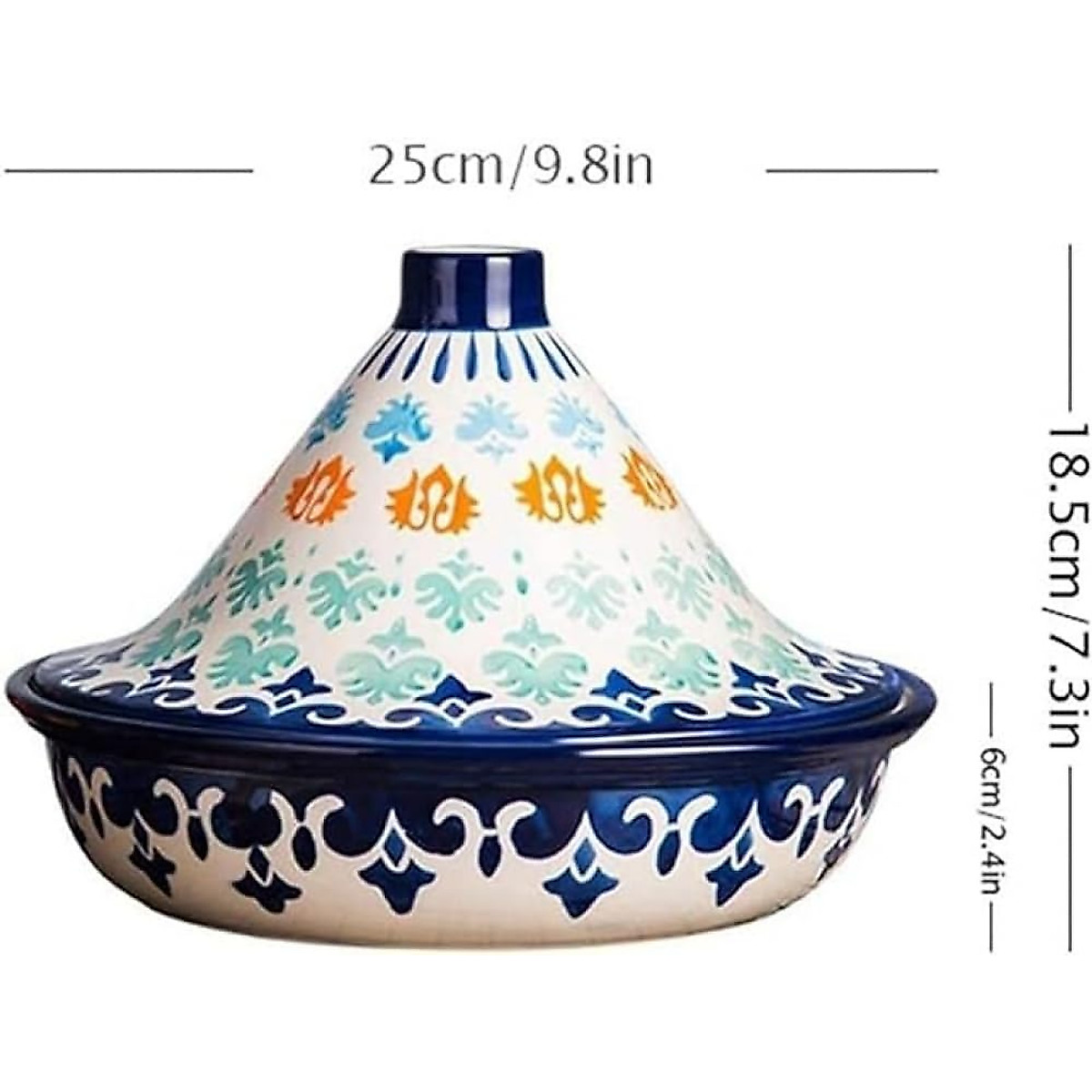 Hand-Painted tagine Ceramic Cooking Pot, Cooking and Simmering Casserole, Handmade Moroccan Slow Cooker Suitable for Different Cooking Styles and Temperature Settings