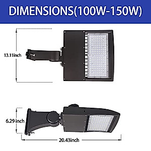 OSTEK 150W LED Parking Lot Light 21,000 LM (140lm/w) 4000K LED Pole Light Outdoor Area Street Lighting [600-700W HID/HPS Equiv.] Adjustable Direct Arm- Commercial Shoebox Light 100-277V,UL&DLC Listed