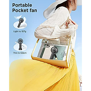 EasyAcc Mini Portable Fan Mini Handheld Fan, 3 Speed USB C Rechargeable Battery Operated Fan Pocket Fan, Personal Fan with Lanyard and Base Cooling Desk Fan for Kids Women for Travel Indoor Outdoor