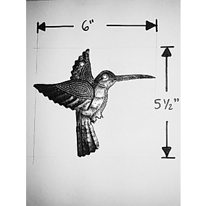 Hummingbirds, Set of 2, Nature Inspired Small Wall Hanging Ornamental Birds, Fall Garden Home Decorations, Good Luck Accent Plaques, Handmade in Haiti 6 x 5.5 Inches