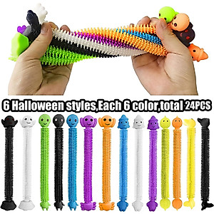 24 Pack Halloween Stretchy Strings Sensory Fidget Toys Pack Great for Kids Students Stress Relief and Anti-Anxiety Toys Assortment Halloween Party Favors (Halloween)