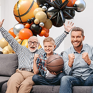 Basketball Balloon Arch Garland Kit, 100Pcs Basketball Party Balloons Orange Black Balloon Garland for Boys Birthday Party Sports Party Gender Reveal Graduation with 4D Balloons