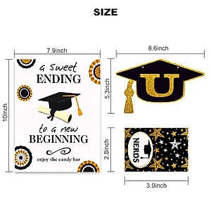 HERZOME Graduation Candy Bar Decorations 2022 Graduation Banner and Candy Bar Buffet Sign (Unframed) with 12 Label Tent Cards Set
