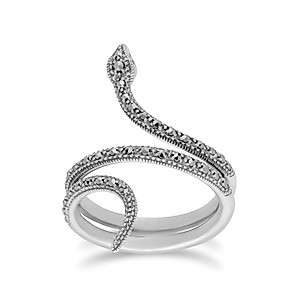Gemondo USA Sterling Silver 925 Marcasite Art Nouveau Inspired Snake Ring