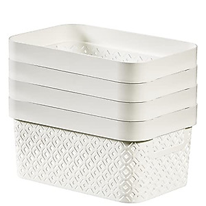 Curver Terrazzo x4 Small Rectangular Storage Basket 4.5L - White