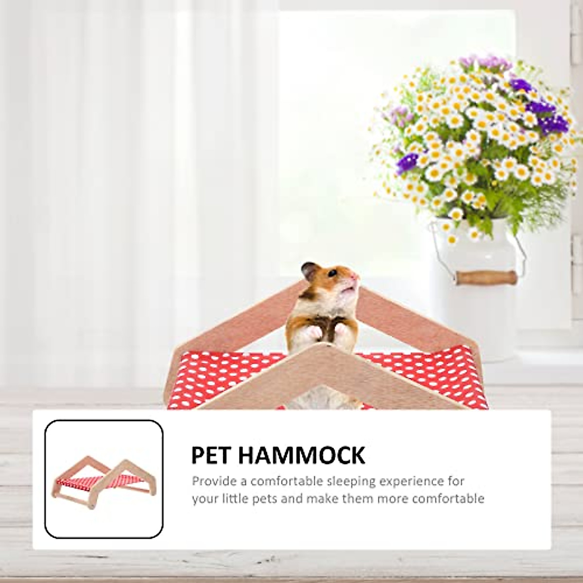 balacoo Ferret Hammock Wooden Elevated Pet Bed Cat and Dog Hammock Bed Elevated Cloth Bed Raised Pet Cot Hamster Sleeping Bed Pet Supplies Stuffed Hamster