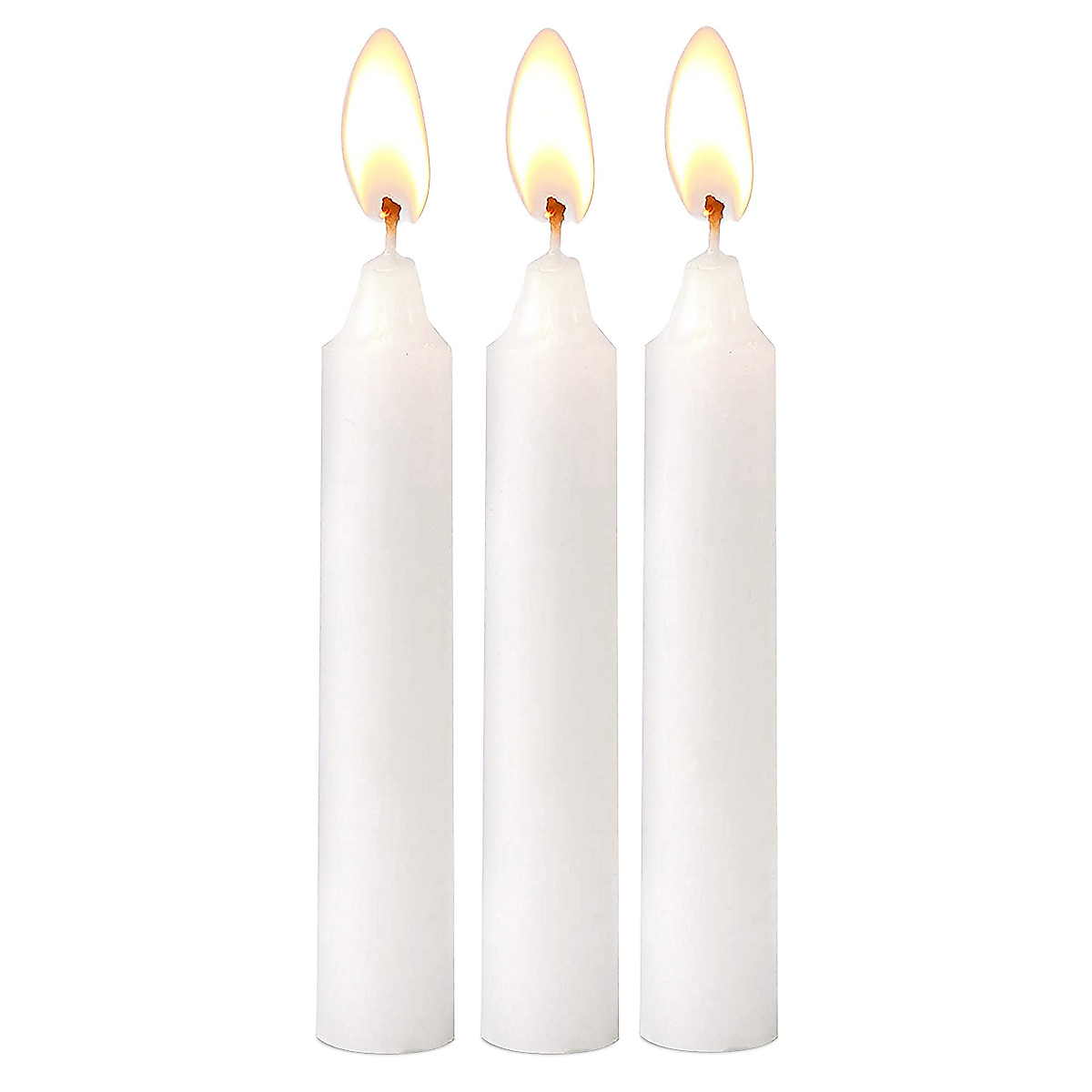 Ner Mitzvah Classic White Taper Candles – 7 Inch Candles - 60 Bulk Pack - for Shabbat Candles, Dinner Tables, Restaurants, Ceremonies and Emergency - 6 Hour Burn Time