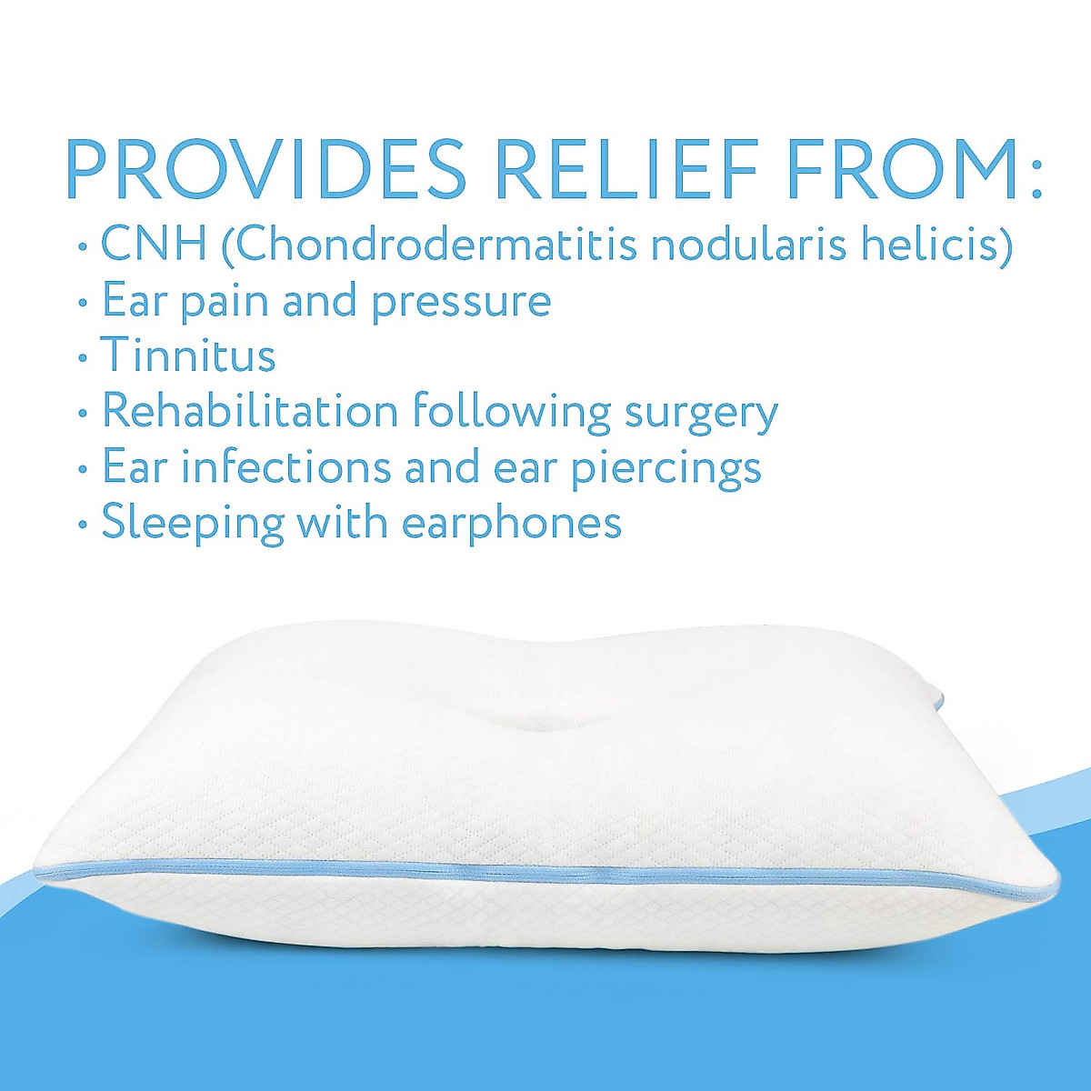 IMPRESA Firm Memory Foam Pillow with an Ear Hole - Includes 2 Pillowcases - FSA/HSA Eligible - Helps Reduce Ear Pain from CNH, Pressure Sores, Post Ear Surgery, Ear Pain or Ear Plugs - Non-Adjustable