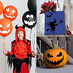 18 Pieces Halloween Stencils, Reusable Happy Halloween Ghost Bat Witch Pumpkin Stencils for Painting on Wood DIY Crafts Halloween Decorations (Style 1)