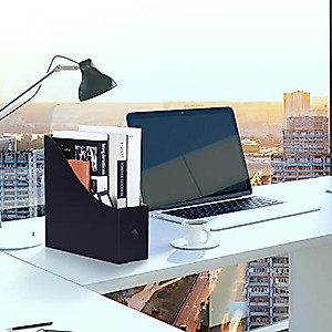 Limitliho Black Cardboard Magazine Holder (2Pack), Magazine File Holder with Labels, Sturdy Magazine Storage Box, Desktop Magazine File Organizer for Home, Office and School