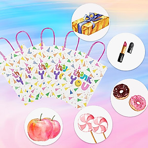 OFIHANLY 20Pcs 8.2" Small Thank You Party Favor Goodie Bags for Boy Girls Kids Birthday Cute Paper Treat Candy Return Gift Bags Bulk with Handles
