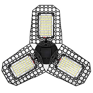 Gyrategirl LED Garage Light, 80W Garage Light 8000LM Deformable Led Shop Lights with 3 Adjustable Wings, Folding Garage Lights Shop Lighting, E26/E27 Panel Lights for Garage/Warehouse/Basement