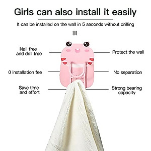 4pcs Latest Models Adhesive Hooks Washbasin Hooks Cute Animal Hooks Heavy Duty 55.11lb(Max) Waterproof Antirust Reusable Utility for Bathroom Kitchen Kids Room Multiple Use