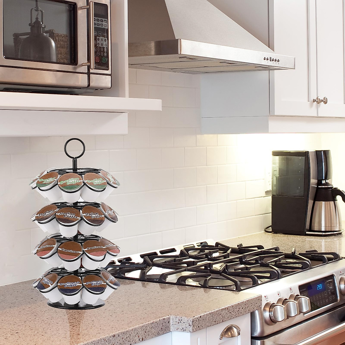 Tecbeauty Coffee Pod Holder, K Cup Holders for Counter, K Cup Carousel, Coffee Pods Storage Organizer Stand (Capacity of 36 Pods) - Rotatable