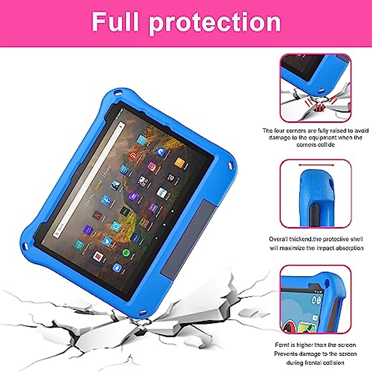 2023 New 10in Tablet Case for Kids(2021/2023 Release 11/13th Generation),OQDDQO ipad Light Weight Anti Slip Shockproof Kids Friendly Case for 10 inch Table (Blue)
