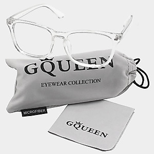 GQUEEN Fashion Glasses Non Prescription Fake Glasses for Women Men Clear Lens Square Transparent, 201582