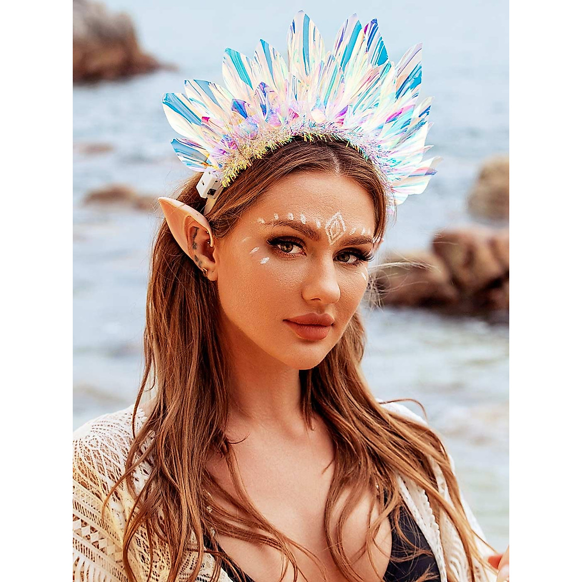 JEAIRTS Light Up Headband Led Crown Headbands Glow Rave Headpiece Flashing Costume Hair Accessories for Women