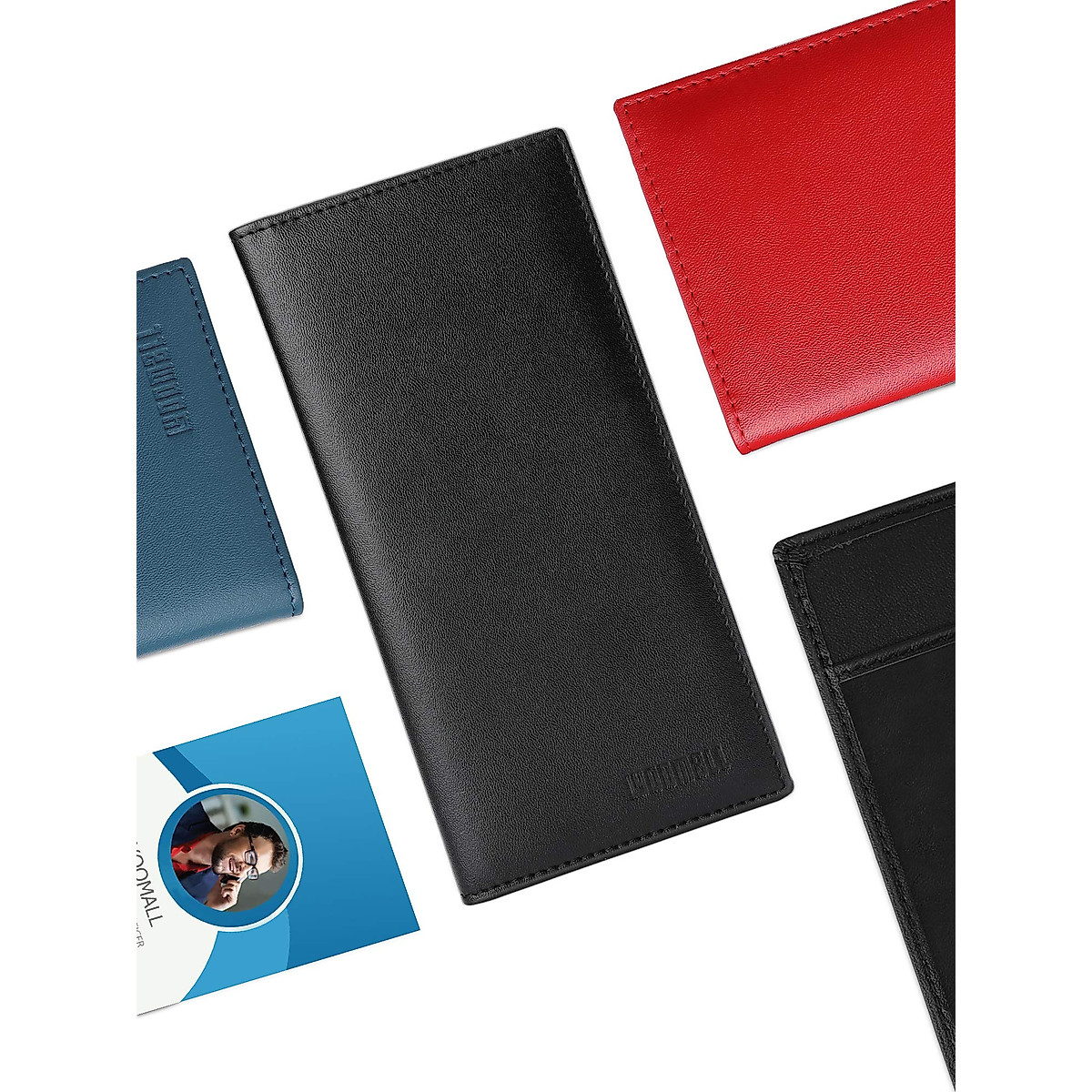 YOOMALL LYOOMALL Leather Checkbook Register Cover Holder Case with Pen Holder Slim Wallet