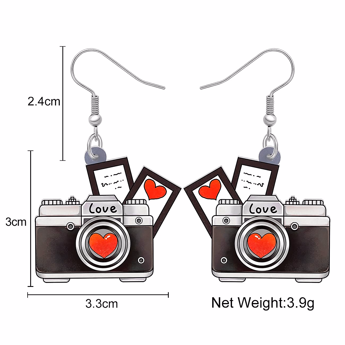 YAYAKO Acrylic Retro 80s 90s Cassette Tape Earrings Radio Camera Dangle Vintage Jewelry Nostalgia Gifts for Women (Black Camera Earrings)