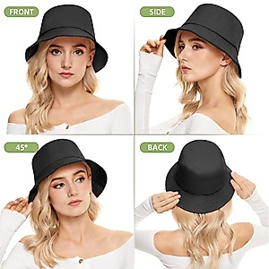 Zando Bucket Hat for Men Travel Sun Hat Packable Fishing Hat Lightweight Sun Visor Outdoor Fisherman Cap Foldable Windproof Hiking Beach Hats for Women Unisex Black Hat One Size