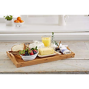 Kozy Kitchen Foldable Breakfast Tray- Large Organic Bamboo Folding Serving Tray- Laptop Desk, Bed Table, Lap Desk| 100% Natural and Eco-Friendly Tray with Handles and Legs