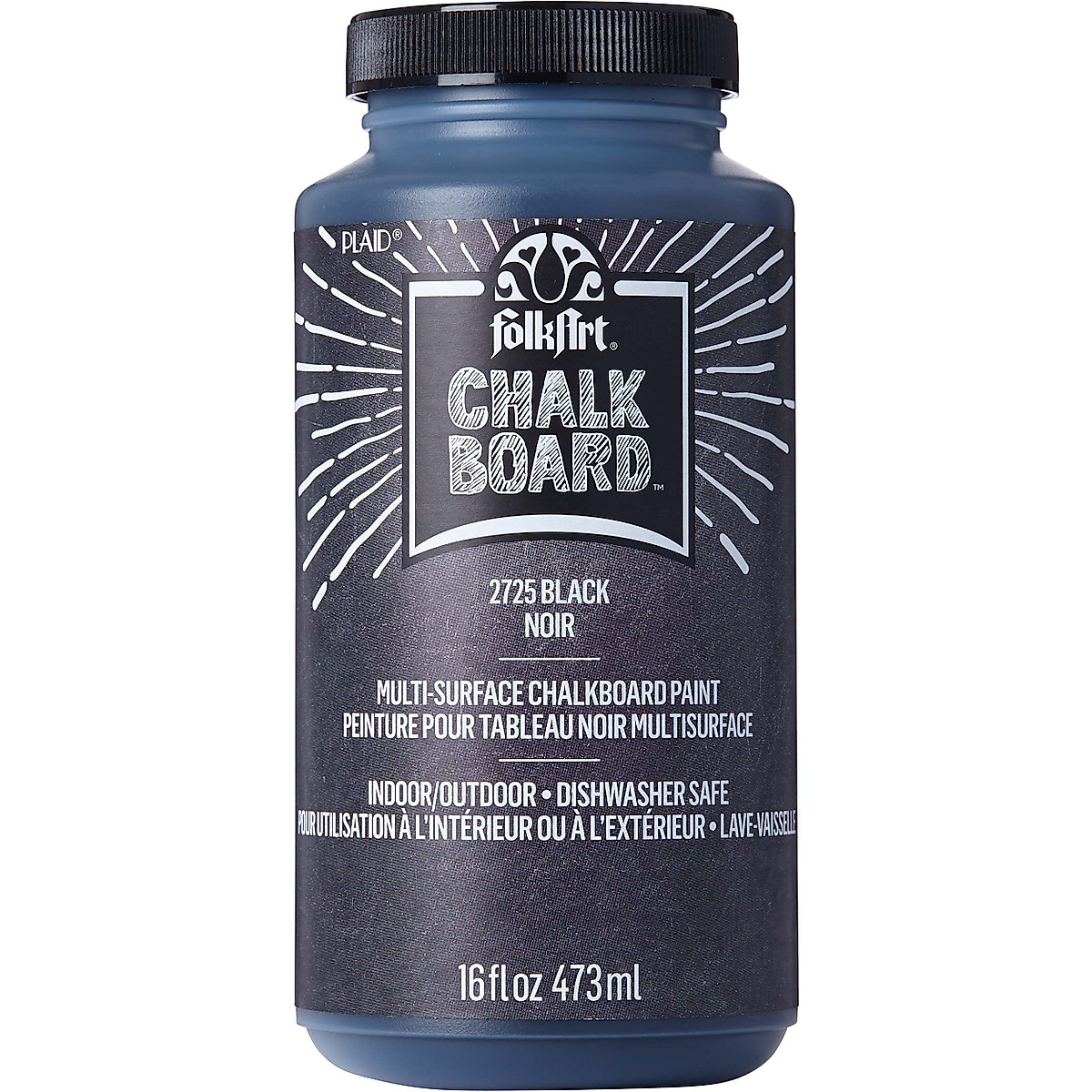 FolkArt FA2725 Multi-Surface Chalkboard Paint (16 Ounce), 2725 Black