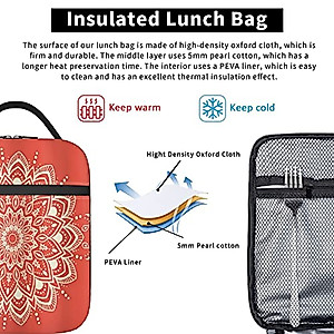 Rportable Lunch Bag For Women/Men Insulated,Round Mandala Design Yoga Meditation Cosmos Concepts Outline Ornam,Insulatedreusable Lunch Box For Office Work School Picnic BeachLeakproof Cooler Tote Bag
