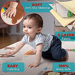 MARBS Baby Play Mat for Infants 77"x70" - Foldable Playmat for Babies and Toddlers, Easy to Clean Foam Play Mat for Baby, Thick Baby Floor Mat for Crawling, Folding Baby Mat for Floor, Kids Play Mat