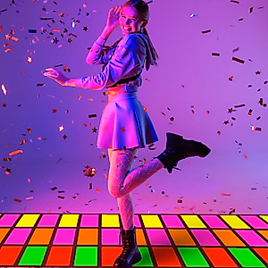 1 Pcs 118 x 39 Inch Neon Dance Floor Light up Glow in The Dark DIY Plastic Dance Floor Neon Carpet Runner for Neon Outdoor Birthday Party Supplies Wedding Favors